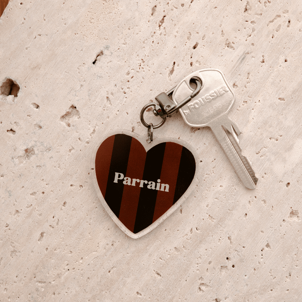 Porte-clé Parrain – Rayures marrons & noires Mon Petit Léon - En Pagaille