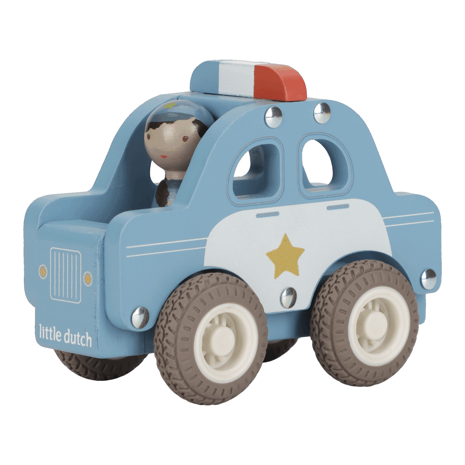 Voiture de police en bois bleu – Little Dutch - En Pagaille